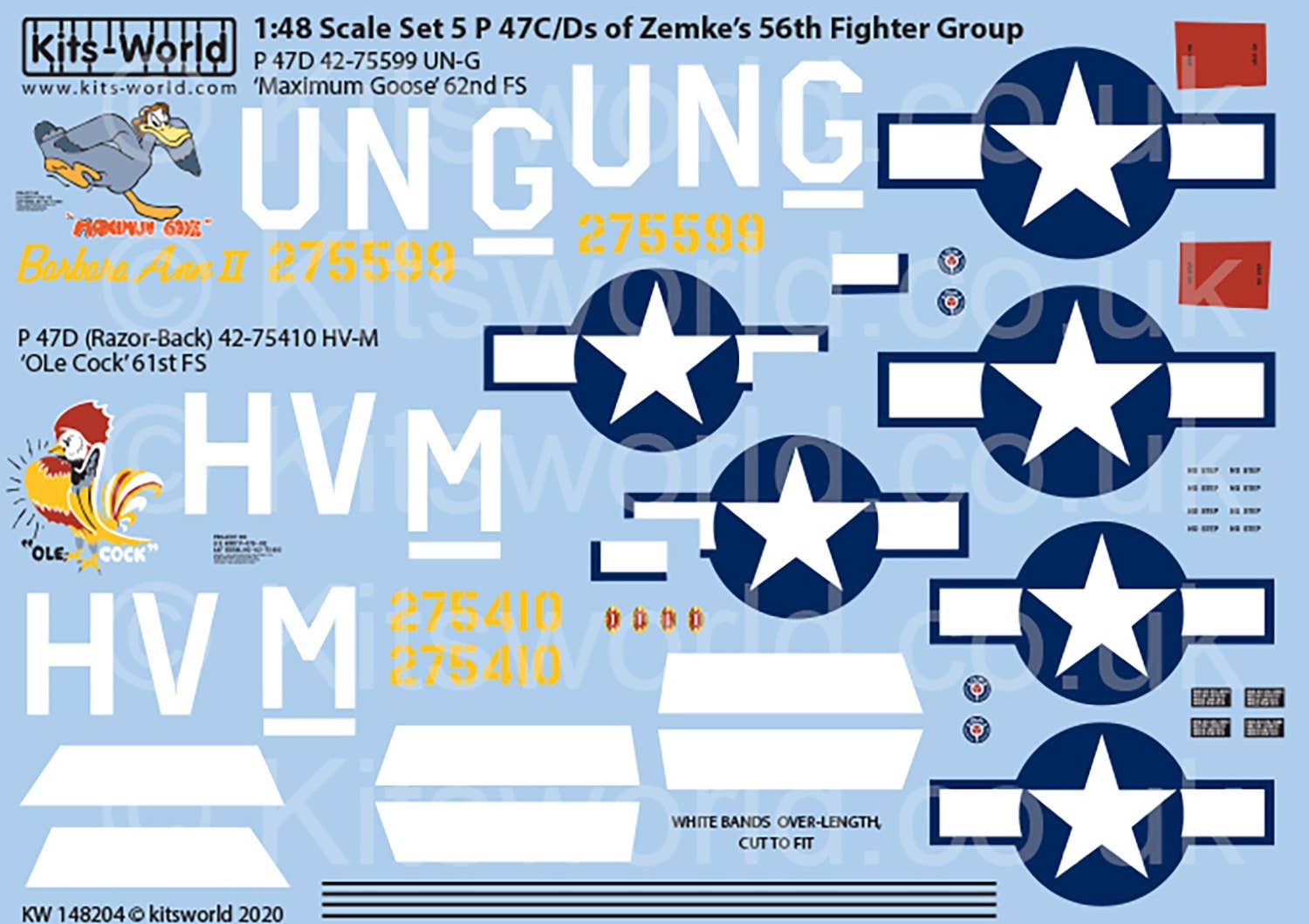 WW.II US Forces P-47D Thunderbolt Razorback 56th Fighter Group Decal ...