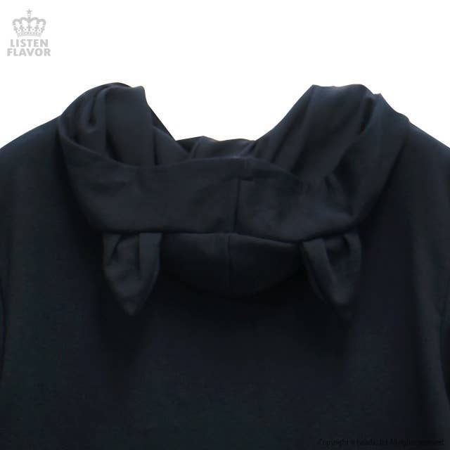 Love Heart Short Sleeve Cat Ears Zip Up Hoodie Black | HLJ.com