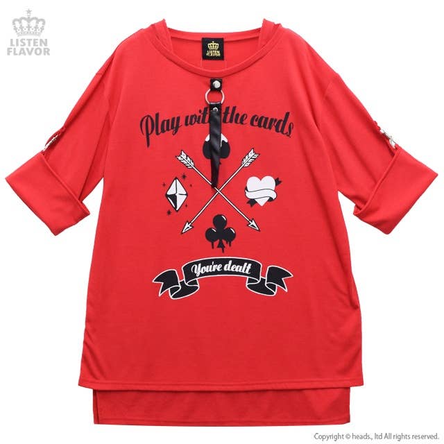 Playing Cards Rolled-Up Sleeve Jersey Top with Metal Clip (Red) | HLJ.com