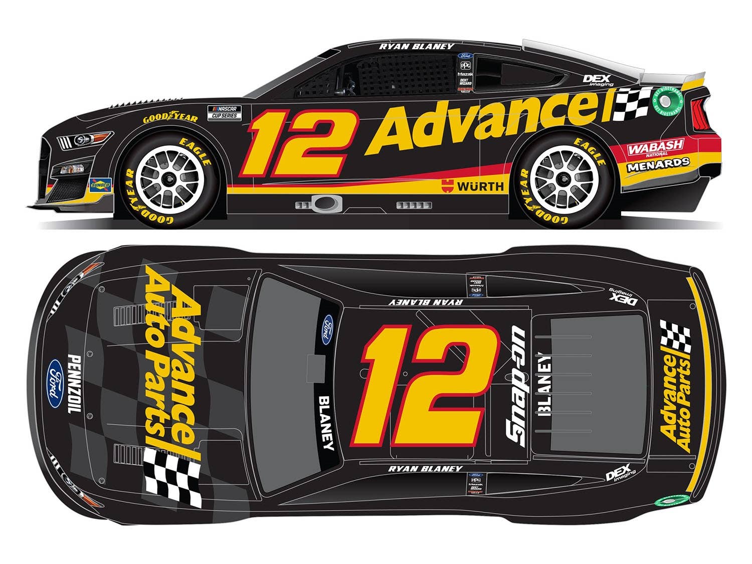 Ryan Blaney # 12 Advance Auto Parts Ford Mustang NASCAR 2022 Next ...