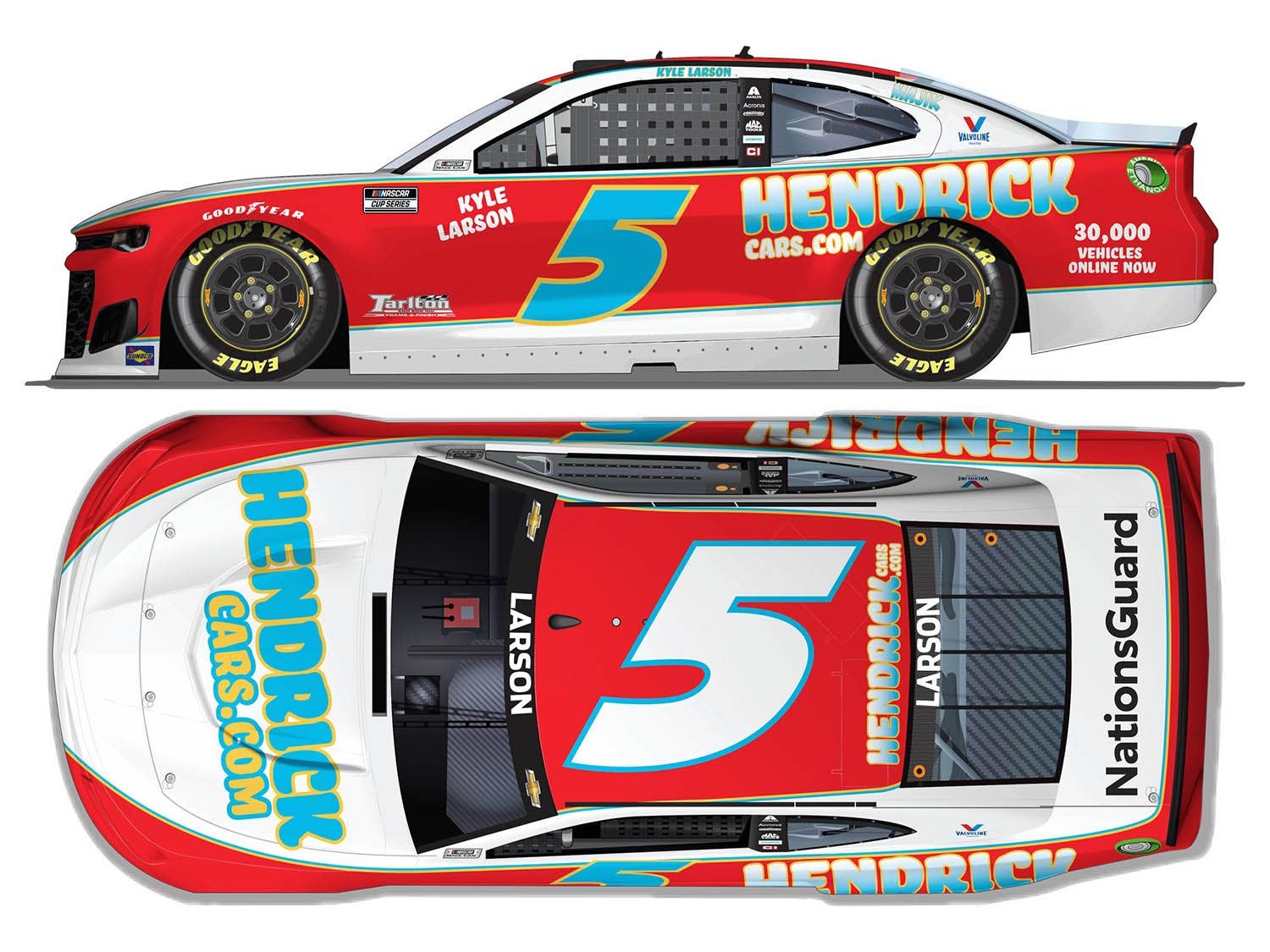 Kyle Larson # 5 Hendrick Cars.com Slowback Chevrolet Camaro NASCAR 2021 ...