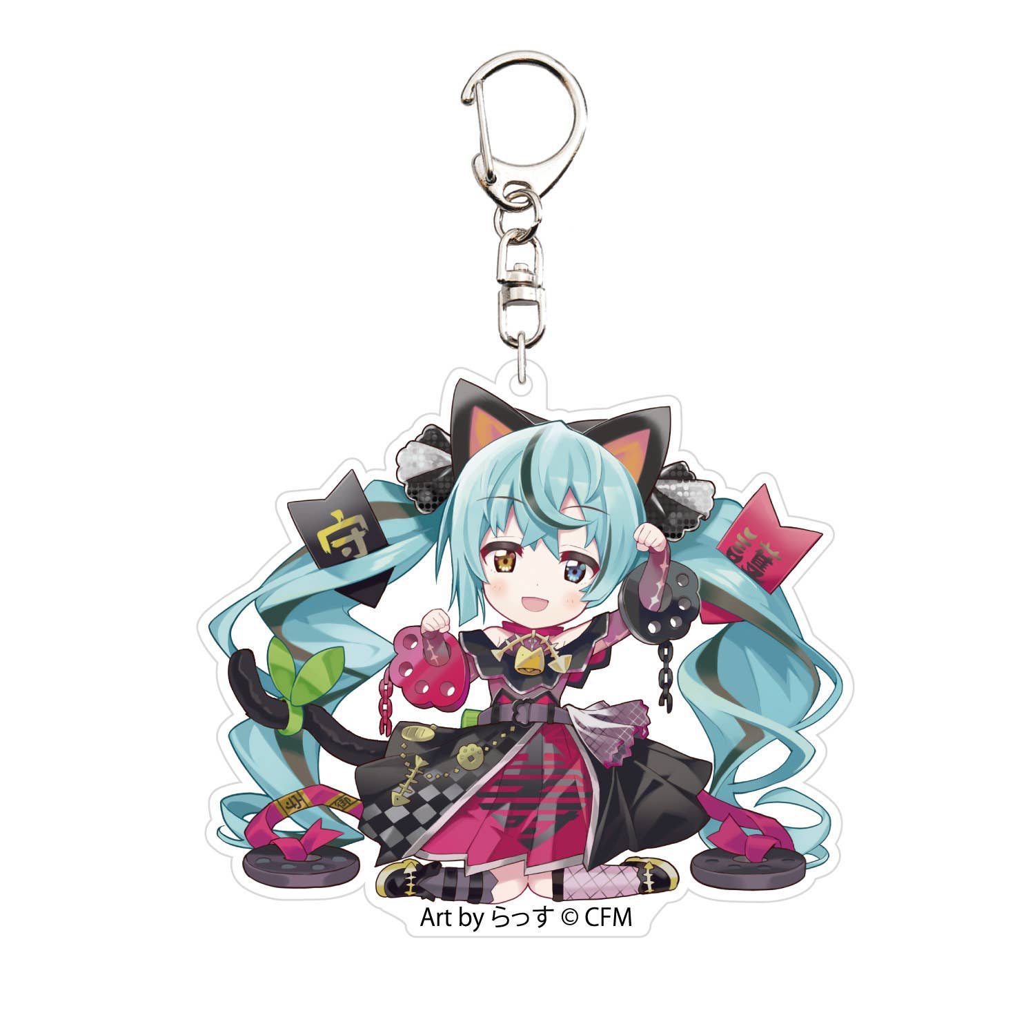 Hatsune Miku x Maneki-neko: Acrylic Keychain Art by rassu Black Cat ...