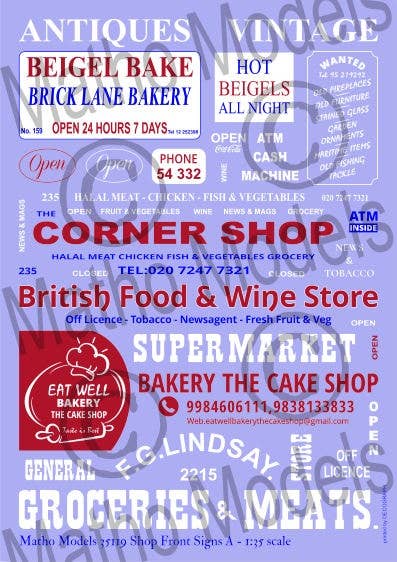 Diorama Accessories Various Store Signboard Decals A Set | HLJ.com