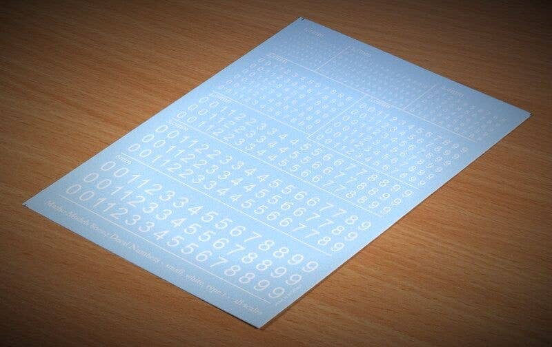 Decal Numbers Small, White, Type 1 | HLJ.com