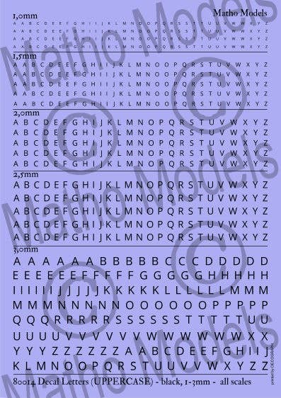 Scale Free Alphabet Uppercase Decal Black 1.0 --3.0mm | HLJ.com