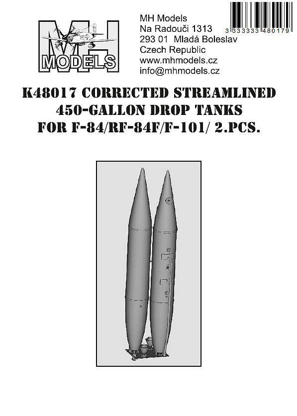 Corrected streamlined 450-gal drop tanks for F-84/RF-84F/F-101 2pcs ...