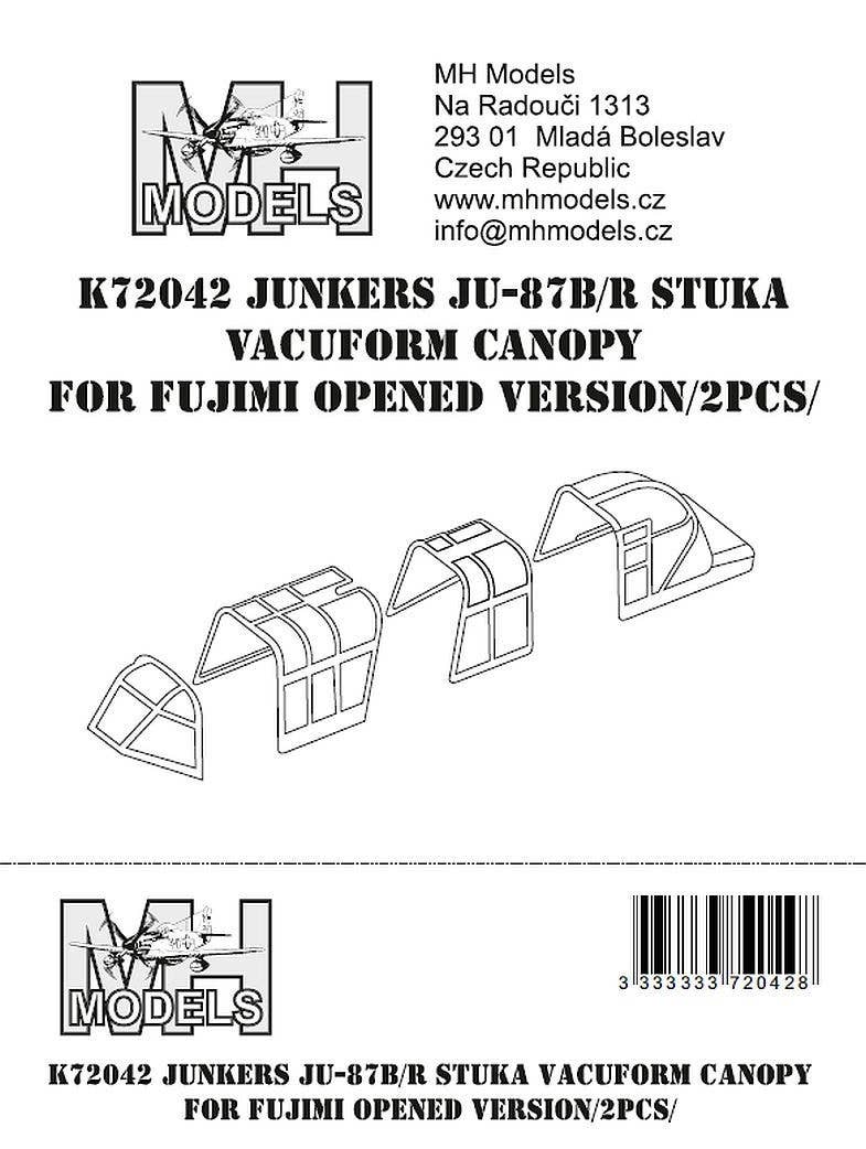 Ju 87B/R Stuka Vacuform Canopy for Fujimi Opened Version 2pcs. | HLJ.com