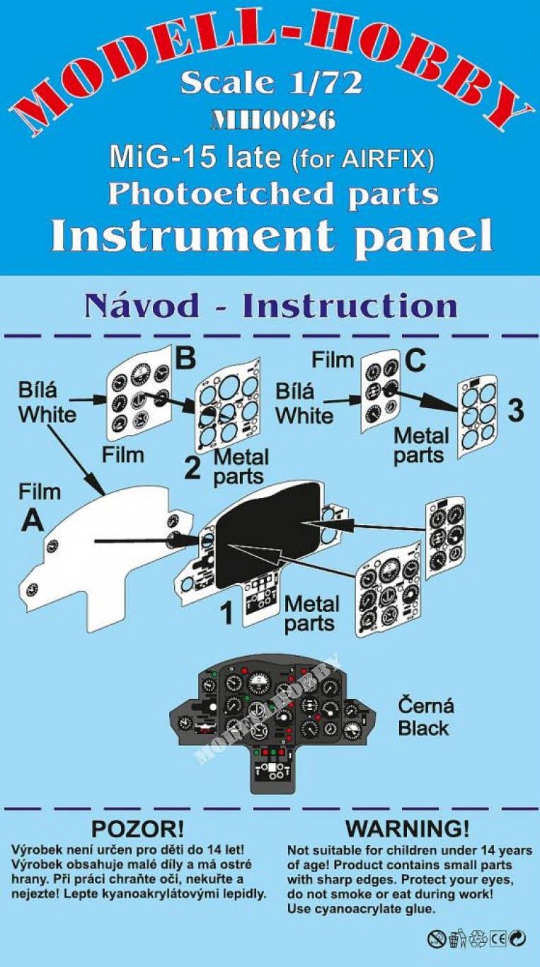 MiG-15 Late Photoetched parts instrument panel for Airfix | HLJ.com
