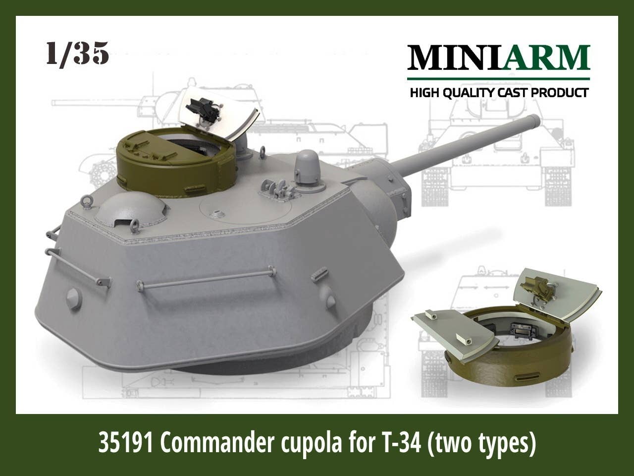 Commander Cupola for T-34 (two Types: Cast/Welded) (for Dragon/Zvezda ...