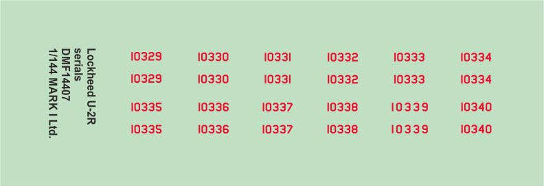 Lockheed U-2R serial numbers (for Dragon) | HLJ.com