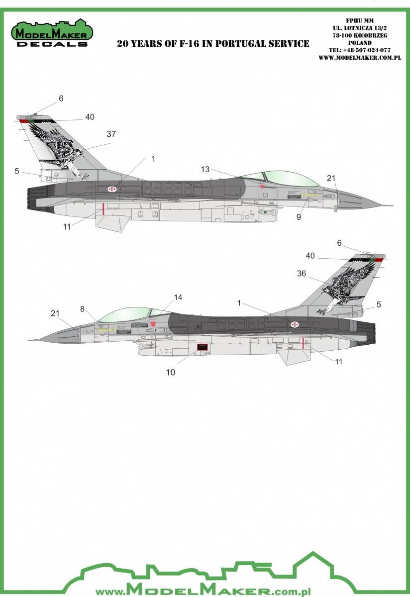 F-16A Portugal 20th Anniversary Color Decal 1pcs | HLJ.com