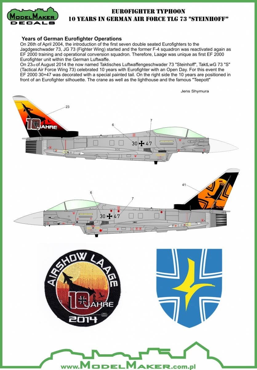 Eurofighter Typhoon Luftwaffe 10th Anniversary Decal 2pcs | HLJ.com