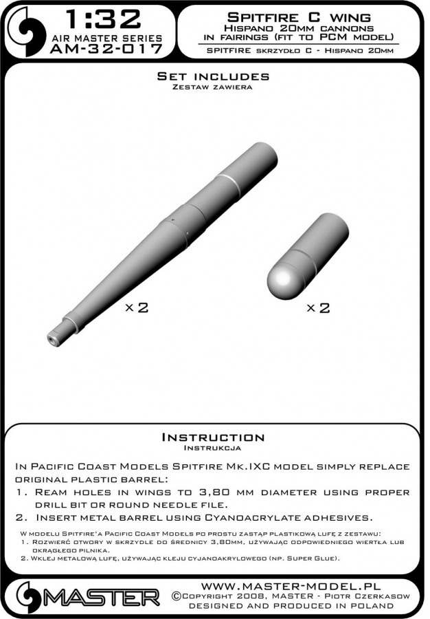 WWII British Supermarine Spitfire C type wing Hispano 20mm Machine Gun ...