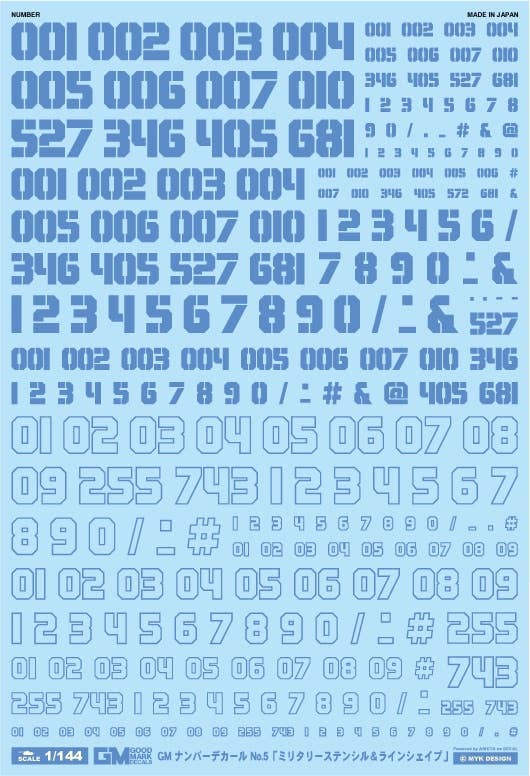 GM Number Decal No.5 Military Stencil & Line Shape Cool Blue | HLJ.com