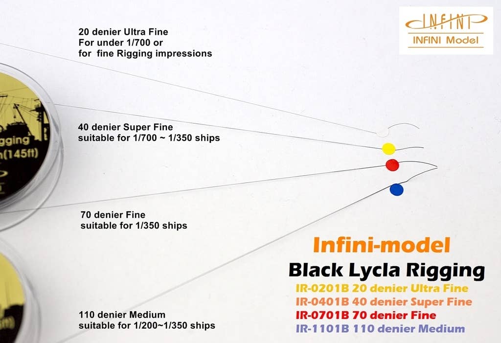 Super Fine Black Lycra Rigging 40 denier, 45m (145ft) | HLJ.com