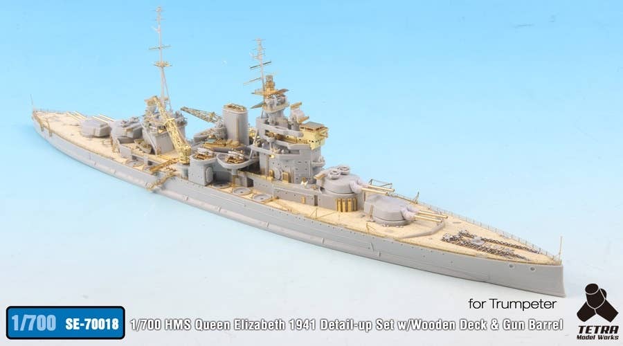 HMS Queen Elizabeth 1941 Detail-Up Set w/ Wooden Deck & Gun Barrel ...