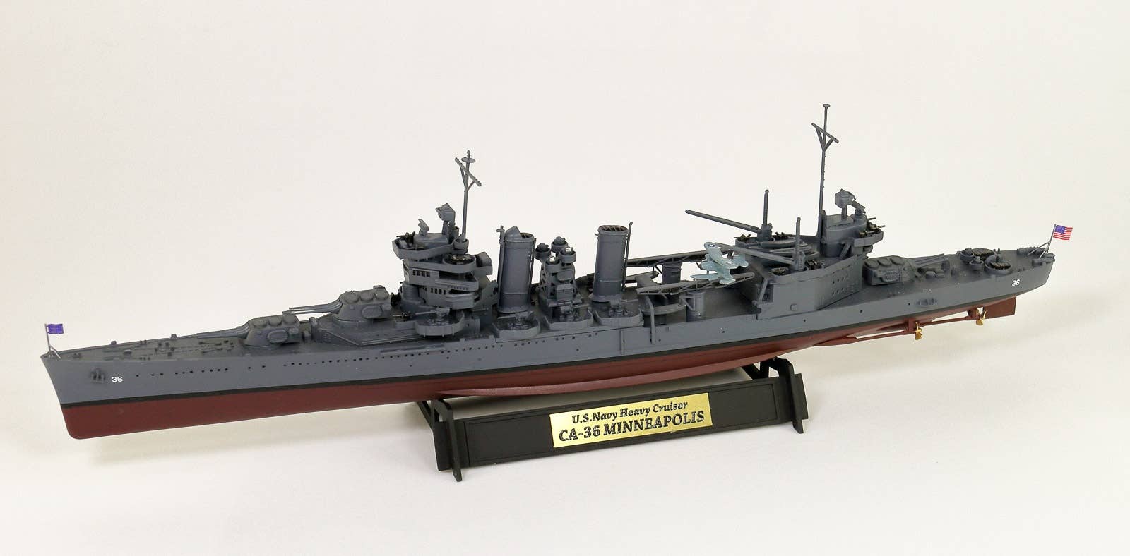 USN Heavy Cruiser CA-36 Minneapolis 1942 with Flag & Ship Name Plate ...