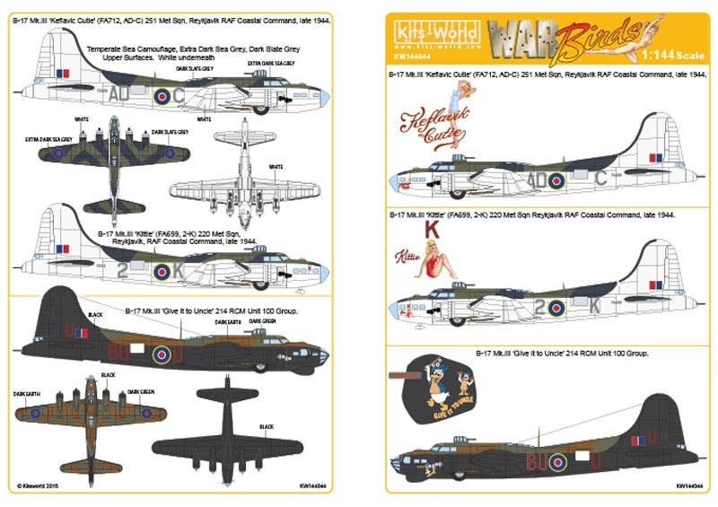 Boeing B-17 Mk.III 214-220-251 Squadrons Decal Set | HLJ.com