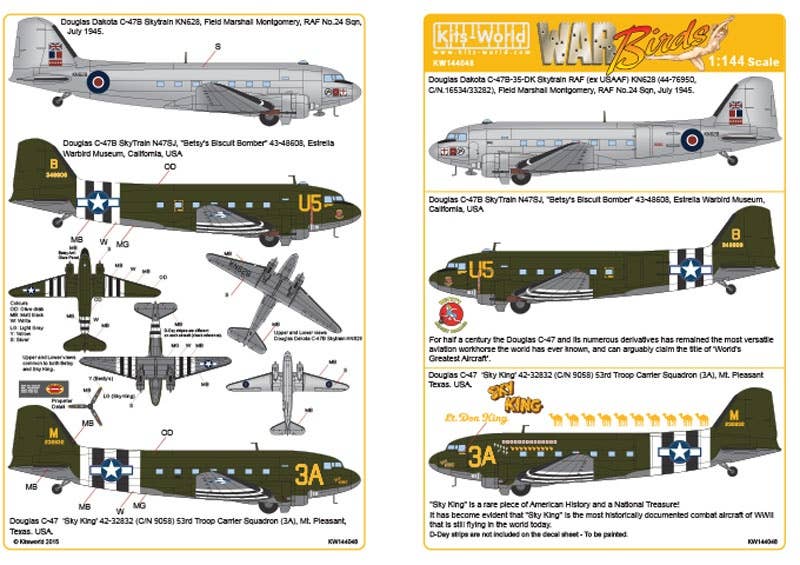 Douglas Dakota C-47-DC-3 Decal Set | HLJ.com