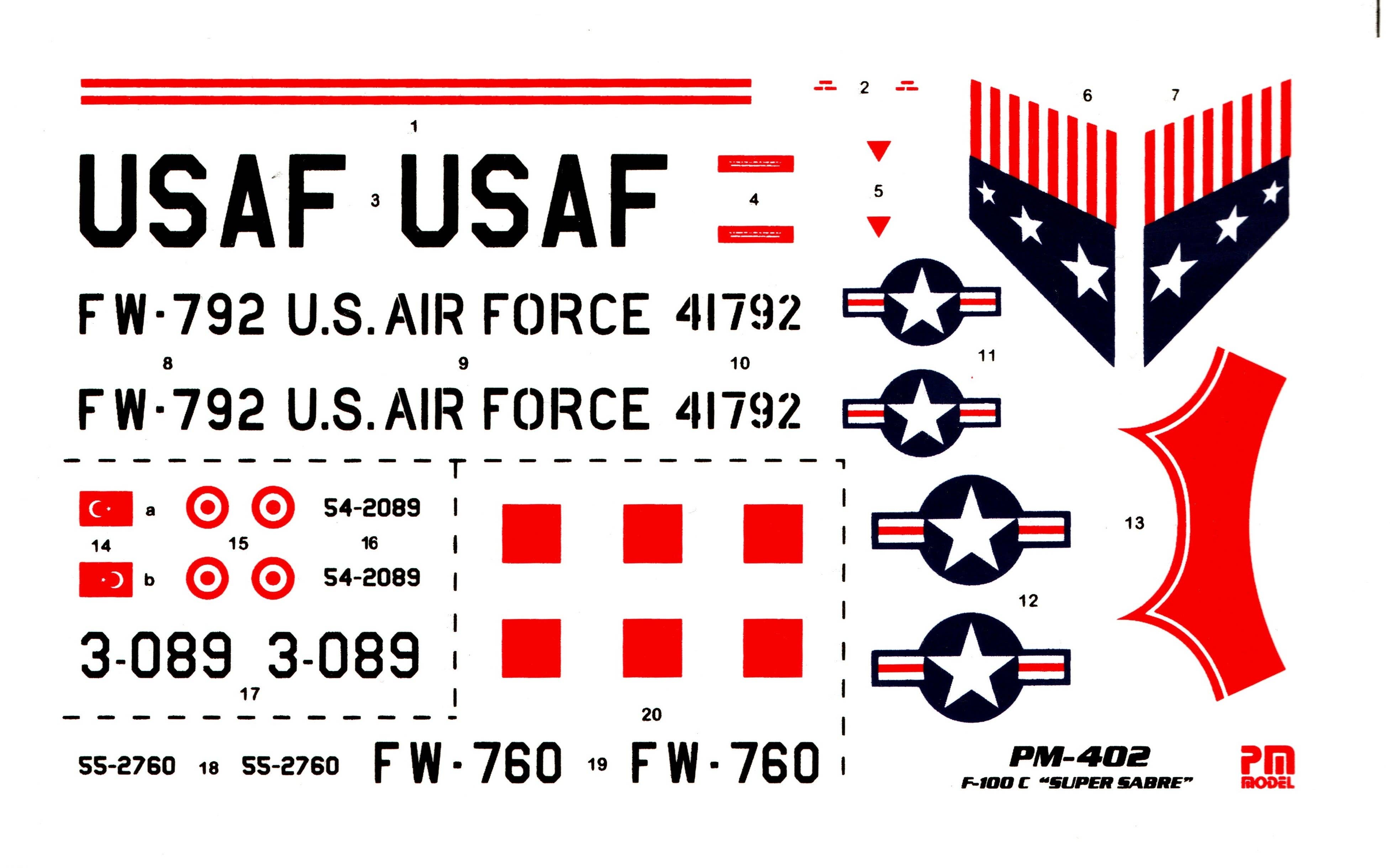 North American F-100C Super Sabre & Decal Sheet 3 Version (USAF & TAF ...