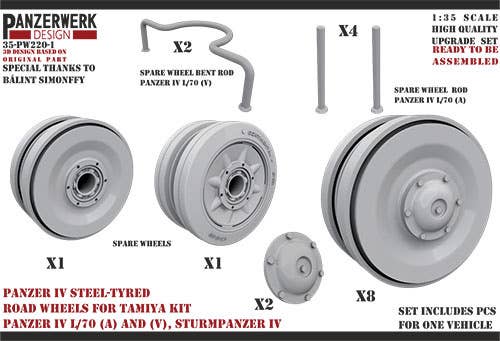 Panzer IV Steel-Tyred Road Wheels for Tamiya Kit Panzer IV L/70 (A) And ...