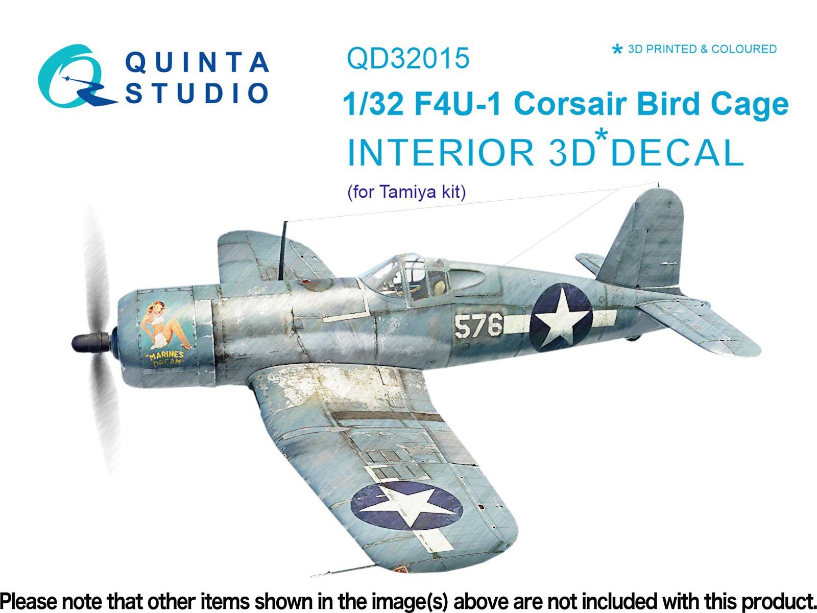 F4U-1 Corsair (Bird cage) 3D-Printed & coloured Interior on decal paper ...