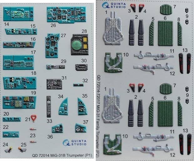 MiG-31B 3D-Printed & Coloured Interior On Decal Paper (for Trumpeter ...