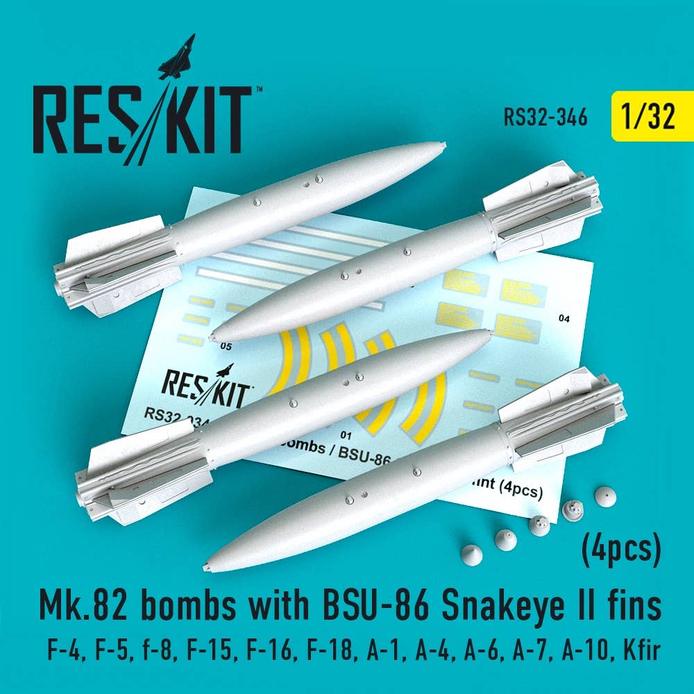 Mk.82 bombs with BSU-86 Snakeye II fins (4 pcs) (F-4, F-5, F-8, F-15, F ...