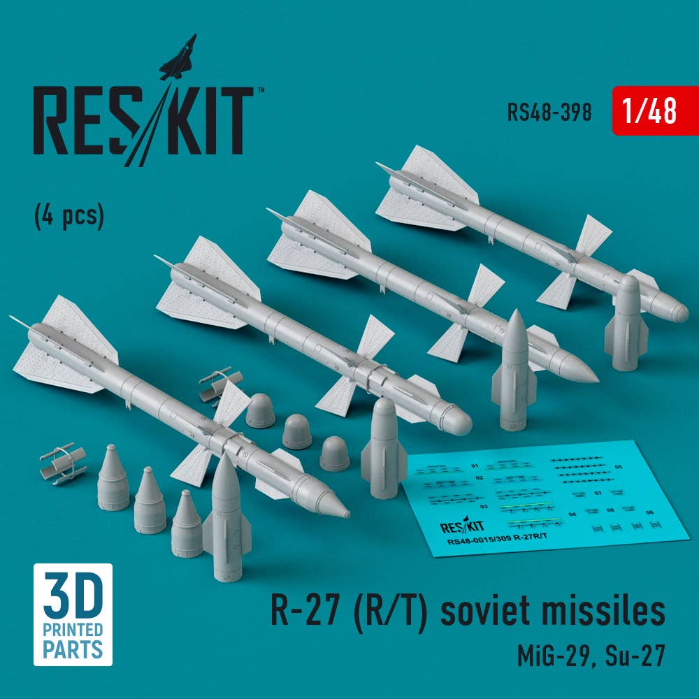 R-27 (R/T) missiles (4 pcs) (MiG-29, Su-27) (3D Printed) | HLJ.com