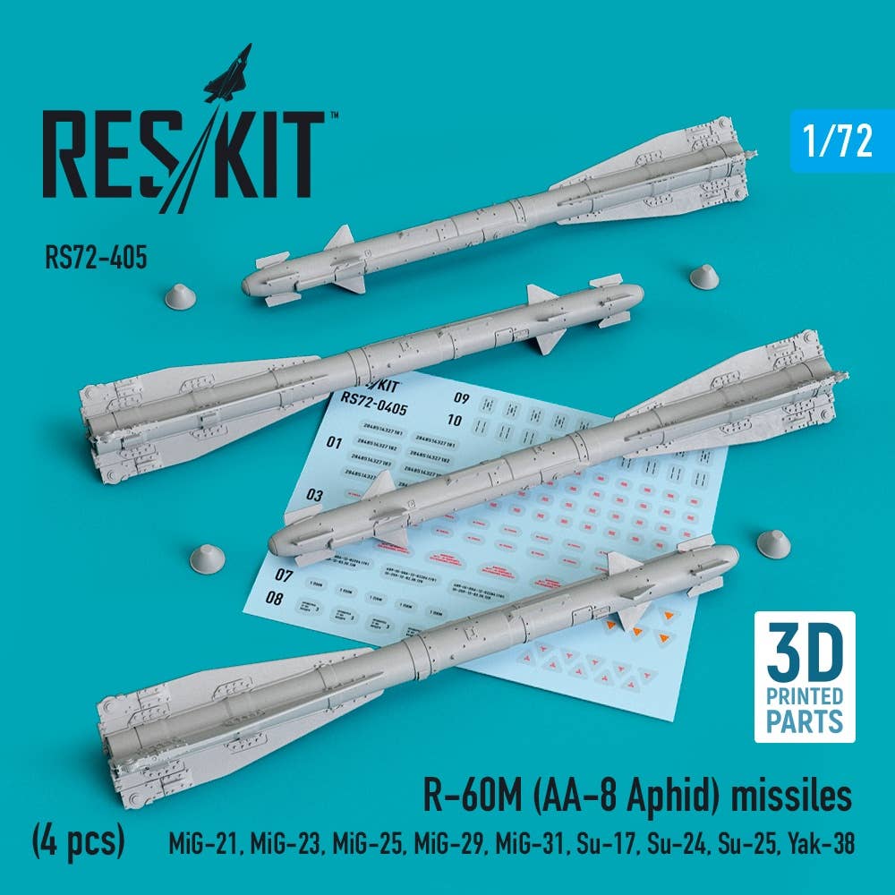R-60M (AA-8 Aphid) missiles (4 pcs) (MiG-21,MiG-23,MiG-25, MiG-29,MiG ...