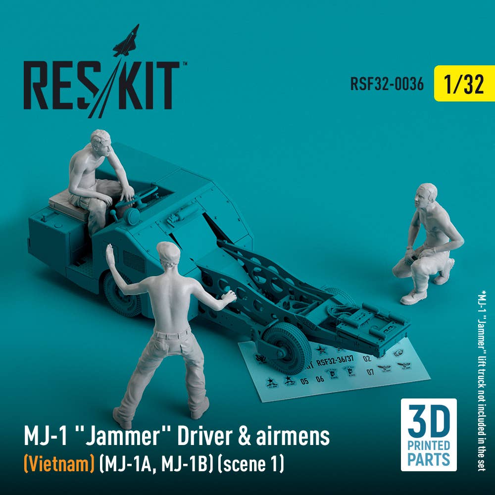 MJ-1 Jammer Driver & airmens (Vietnam) (MJ-1A,MJ-1B) (scene 1) (3 pcs) (3D Printed) | HLJ.com