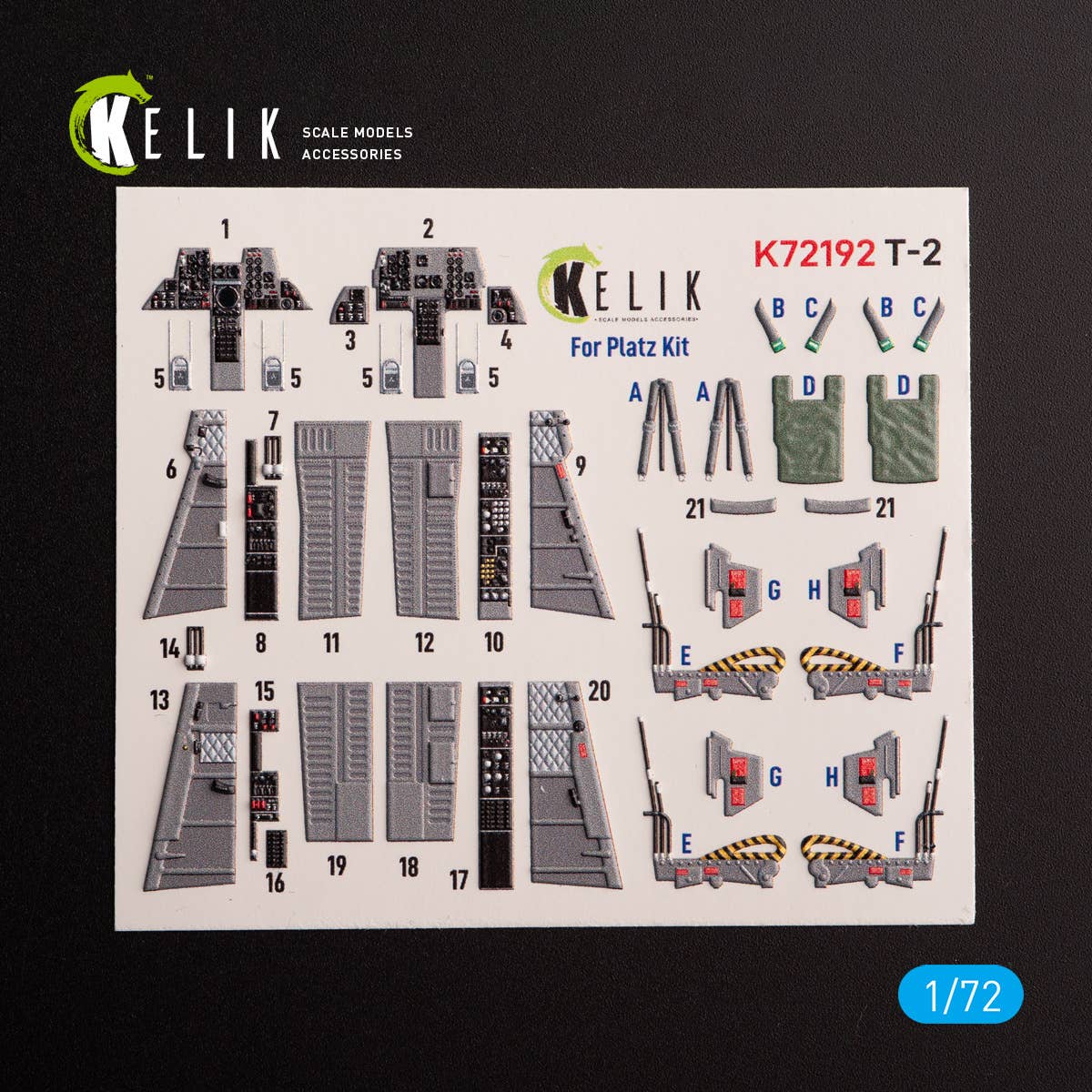 T-2 Advanced Trainer - interior 3D decals for Platz kit (for. Platz ...