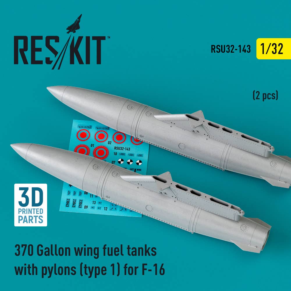 370 Gallon wing fuel tanks with pylons (type 1) for F-16 (2 pcs) (3D ...
