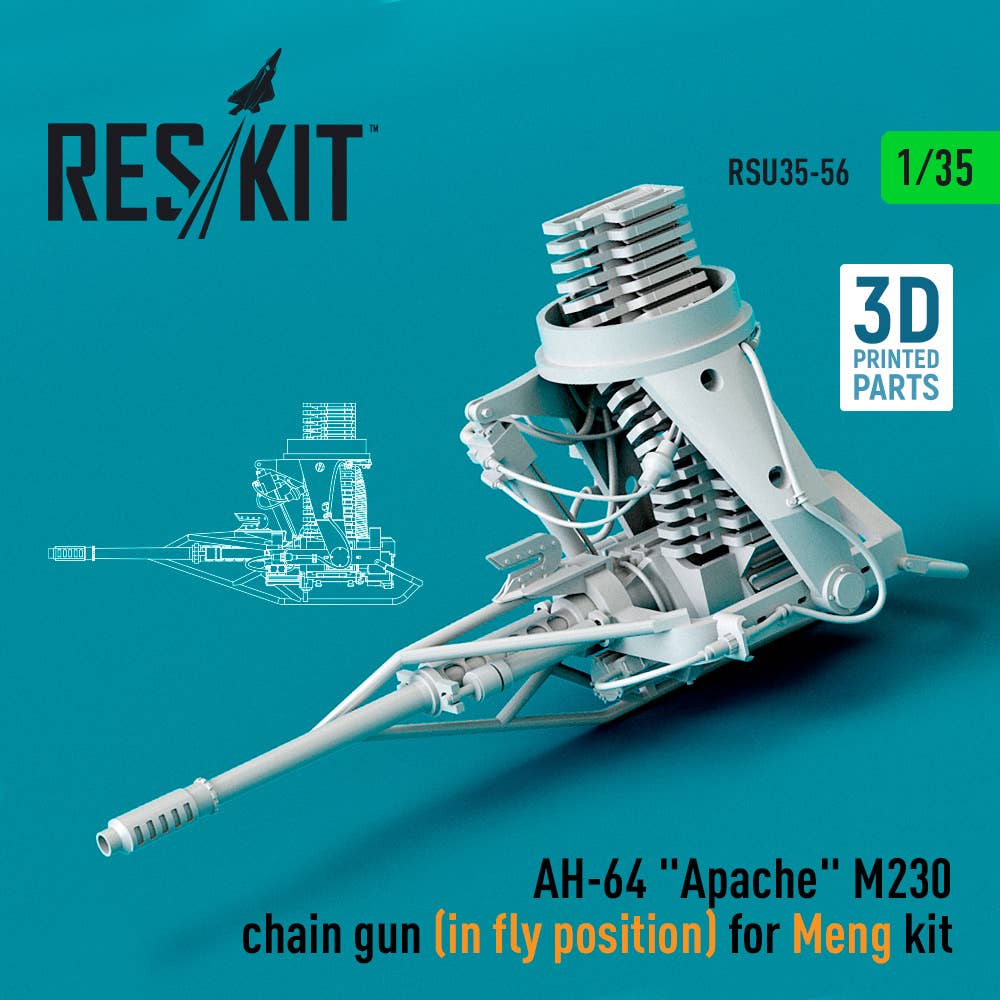 AH-64 Apache M230 chain gun (in fly position) for Meng kit (3D Printed) | HLJ.com