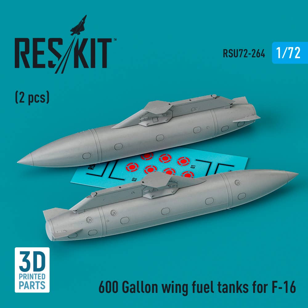 600 Gallon wing fuel tanks for F-16 (2 pcs) (3D Printed) | HLJ.com
