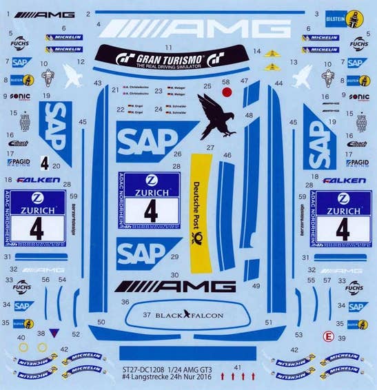 AMG GT3 #4 Nur. 2016 Decal for Tamiya | HLJ.com