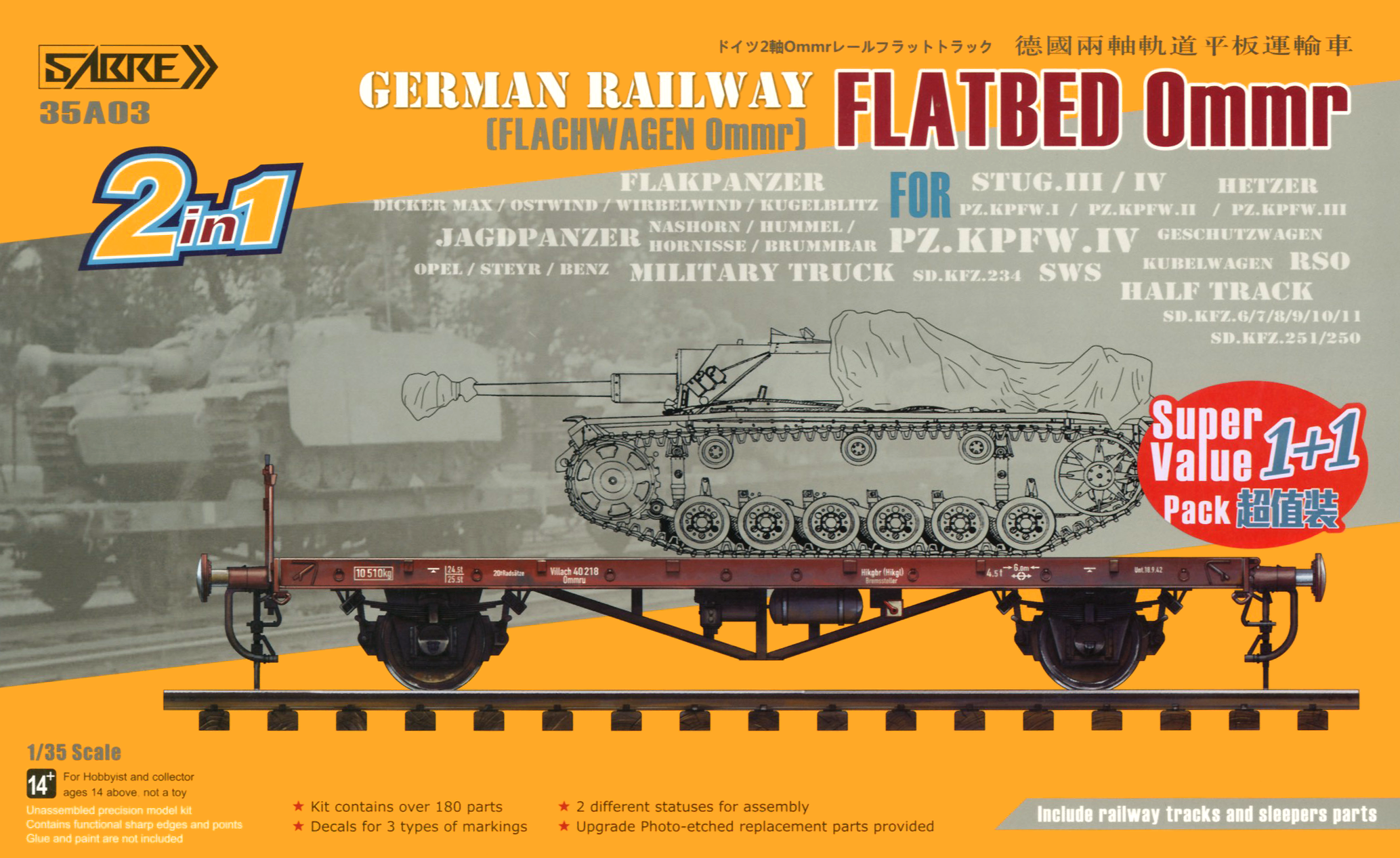 German Railway Flatbed Ommr (Flachwagen Ommr) (2 in 1) Special Pack w ...