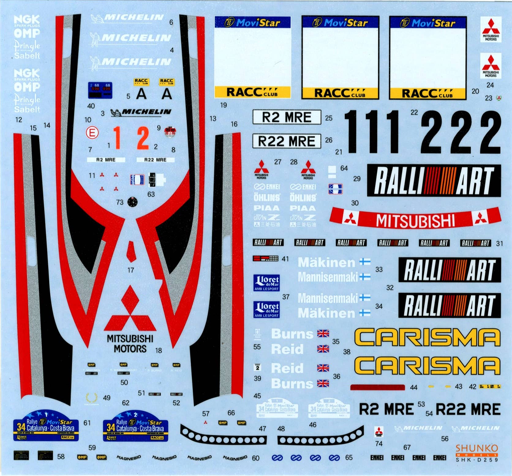 Lancer Evo V 1998 Catalunya Decal (for Tamiya) | HLJ.com