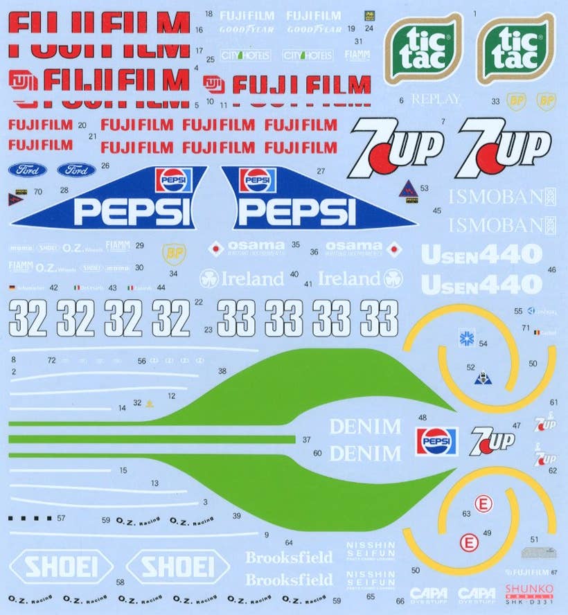 J191 1991 Belgium/Japan Decal Set (for Tamiya) | HLJ.com