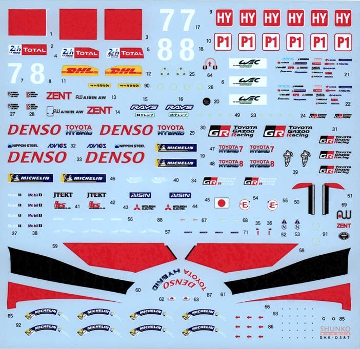 TS050 2019 Spa/LM for Toyota GAZOO Racing TS050 Hybrid Decal Set (for ...