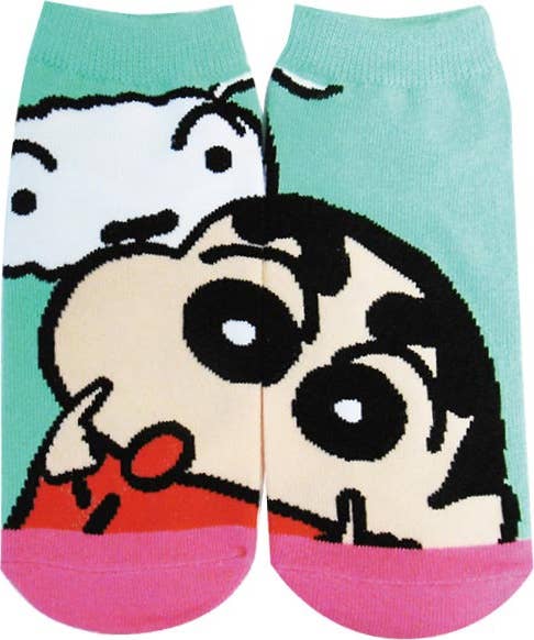Socks: Big Face Shinnosuke & Shiro Green x Pink Ladies' 23-25cm | HLJ.com