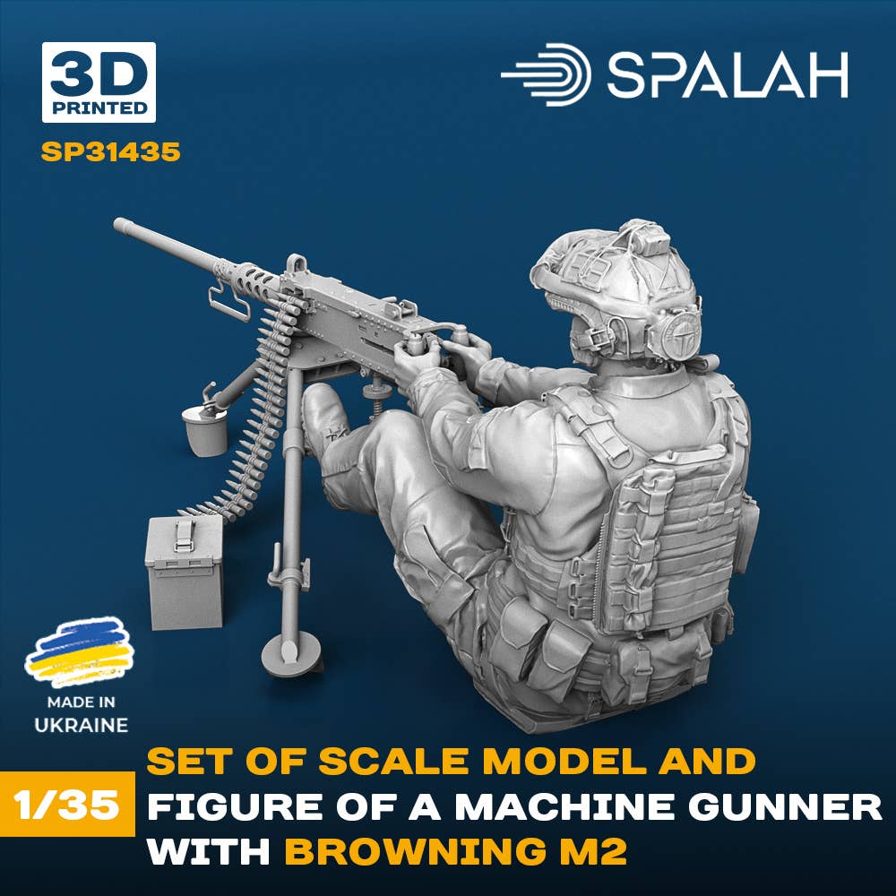 Set of scale model and figure ''Machine gunner with Browning M2 machine ...