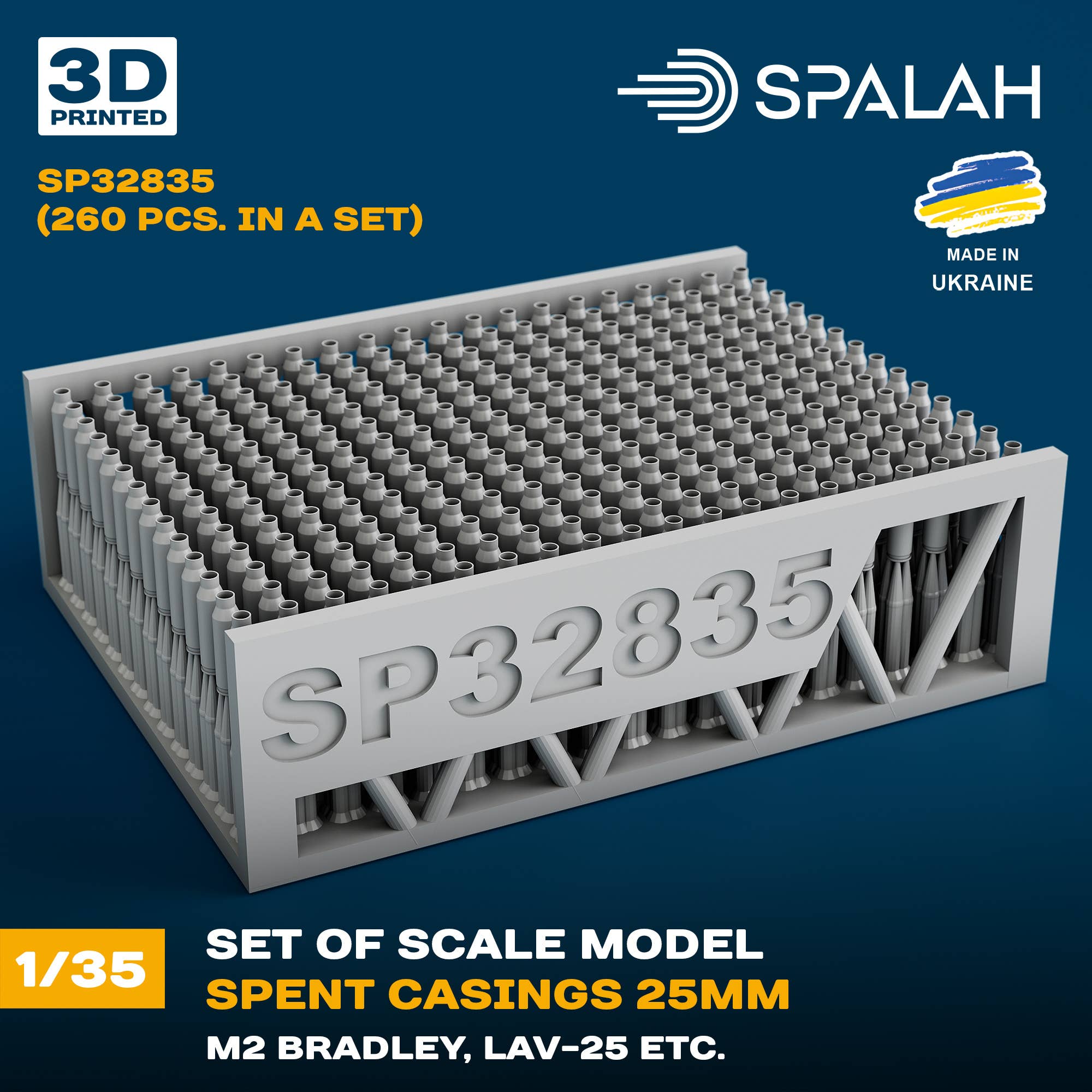 Set of scale model ''Spent casings 25mm (M2 Bradley, LAV-25)'', (260 ...
