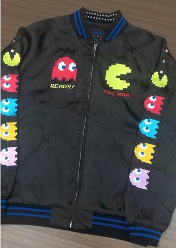 NAMCO CLASSIC GAME / Pac-Man Sukajan - Souvenir Jacket (Reversible) M ...