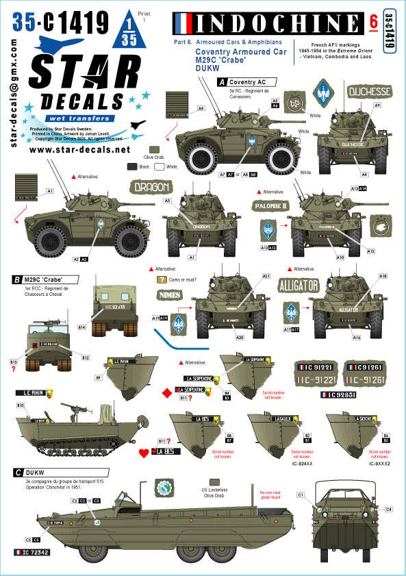 Indochine # 6. Coventry armored car, DUKW; M29C Crabe/Weasel. | HLJ.com