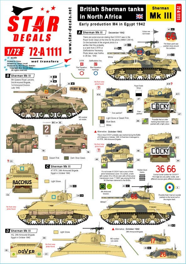 WW.II British Army Sherman tank in North Africa Sherman Mk III | HLJ.com
