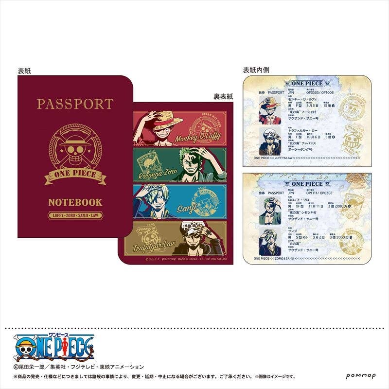 One Piece: Passport-style Notebook (A Luffy, Zoro, Sanji, Law) | HLJ.com