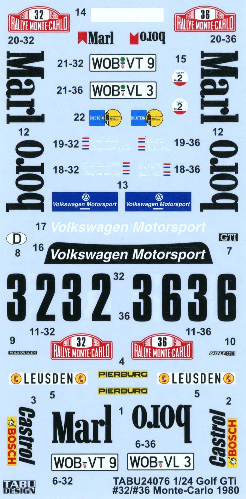 Golf GTi #32:#36 Monte-Carlo 1980 (for Revell) | HLJ.com