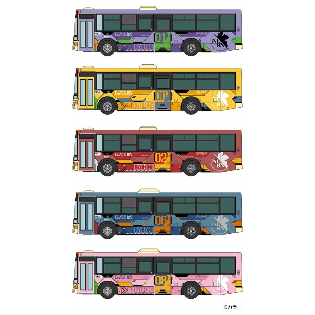 The Bus Collection: Hakone Tozan Bus Evangelion Bus Set of 5pcs | HLJ.com