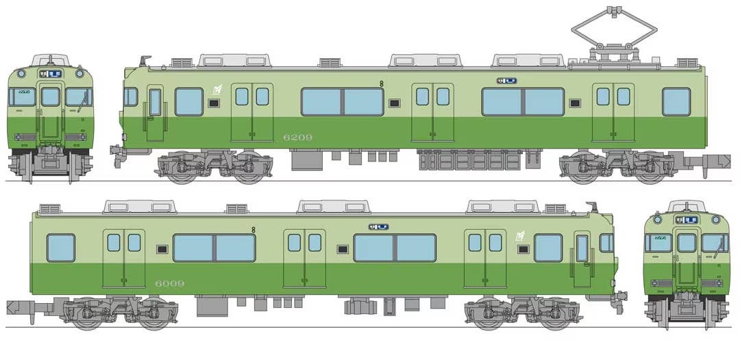 The Trains Collection Nagoya Railway 6000 Series (Caterpillar Reproduction Painted Train, 6009 ...